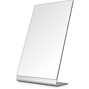 NEZZOE Modern Makeup Mirror, 12" Length Aluminum Desk Mirror, Vanity Mirror for Counter, Bedroom, Bathroom, Dorm