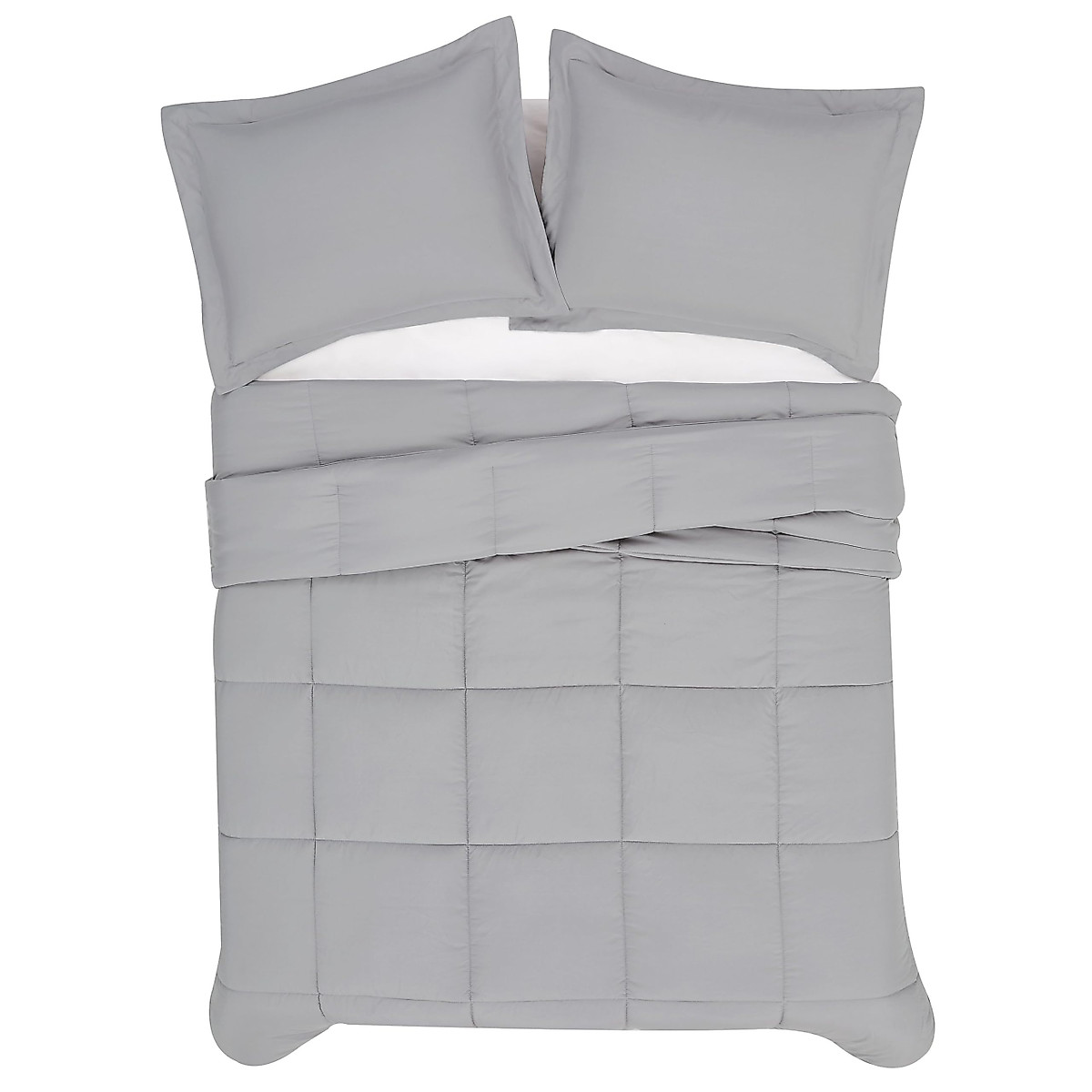 London Fog Garment Washed Solid Comforter Set Grey Microfiber 3-Piece Full/Queen Comforter Set, Solid Themed, Adult and Teen, Oeko-TEX Certified