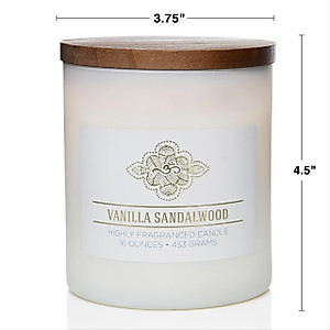 Vanilla Sandalwood Scented Jar Candle, Wellness Collection, Relaxing Aromatherapy Candle, 2 Wick White Jar Soy Blend Wax Candle for Home, 60hr Burn, 16 oz - USA Poured
