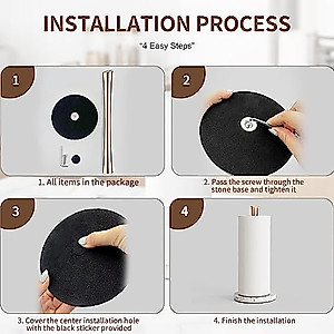 Paper Towel Holder Countertop, Brushed Nickel Waterproof Stainless Steel Paper Towel Stand with Stone Weighted Base, One Handed Tear Paper Towel Roll Holder for Kitchen & Bathroom (Silver)