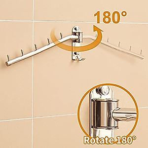 Danpoo Folding Clothes Hanger Rack, Stainless Steel Swing Arm Hook Holder, Clothing Hanging System Drying Closet Storage Organizer Wall Mount Chrome (Silver)