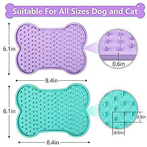 UPSKY Dog Lick Mats, 2 Pack Slow Feeder Licking Mat, Bone-Shaped Dog Lick Pads, Boredom and Anxiety Reducer, Dog Treats Lick Mats for Food, Yogurt, Peanut Butter (Purple+Blue)