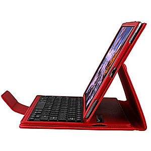 Lrufodya Keyboard Case for iPad Pro 12.9 Wireless Detachable Keyboard, Separable PU Leather Case Cover Magnetically Keyboard for iPad Pro 12.9 (for iPad 12.9(2015/2017), Red)
