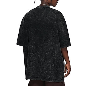 Aelfric Eden Mens Cotton Wash Solid T-Shirts Oversized Unisex Short Sleeve Streetwear Rap Hip Hop Basic Tee Tops Black