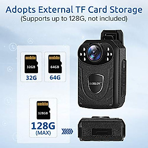 BOBLOV KJ21 Body Camera, 1296P Body Wearable Camera Support Memory Expand Max 128G 8-10Hours Recording Police Body Camera Lightweight and Portable Easy to Operate Clear NightVision (KJ21 Only)