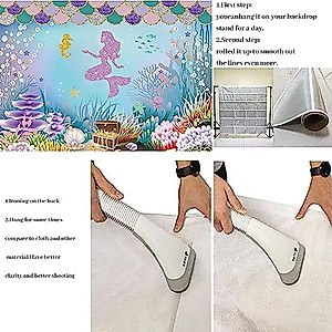Under The Sea Mermaid Photography Backdrops Mermaid Scales Photo Background Purple Blue Mermaid Pearl Whale Decor Happy Birthday Party Banner 71x44 inch Polyester Fabric Baby Shower