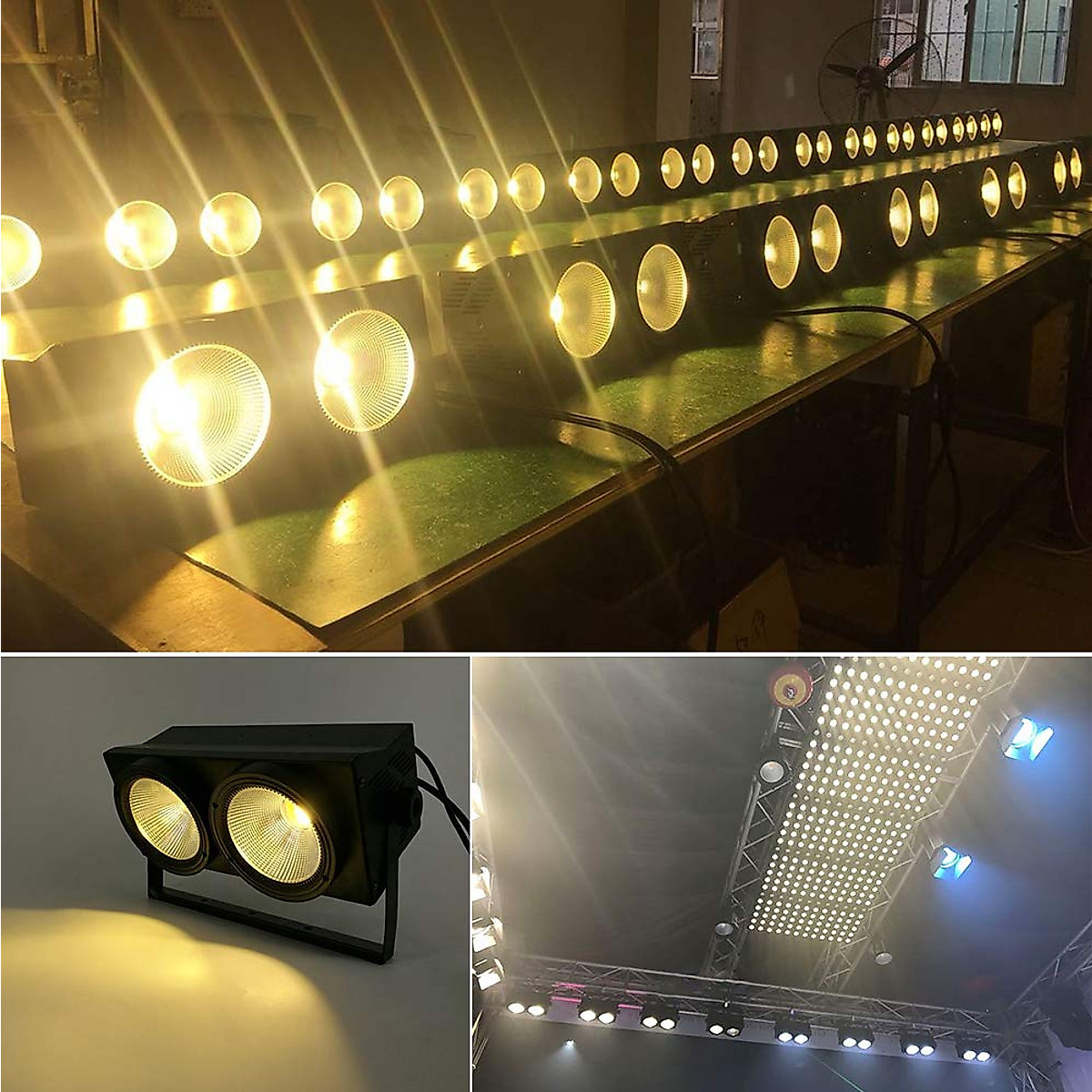 V-Show 200w led Stage par, Stage COB par,LED Blinder 2Head Light Warm White 3000K, 2 Eyes Wash LED, for Wedding Christmas Party Theater
