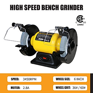 Woodskil 2.8Amp 1/2HP 6-Inch High-Speed Bench Grinder, CSA Listed, Table Grinder for sharpening