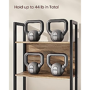 VASAGLE 5-Tier Bookshelf, Book Shelf, Industrial Bookcase, with Steel Frame, for Living Room, Home Office, Bedroom, 9.4" D x 24.4" W x 65" H, Rustic Walnut + Black