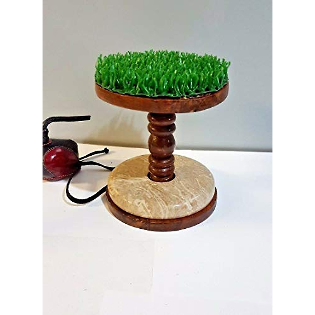Falconry Wood Block Perch 5.5" Kestrel & Merlin, Marble & Astroturf (Small Size)