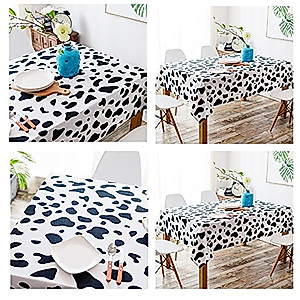 2 Pcs Disposable Black and White Cow Print Plastic Tablecloth, 108 Inch x 54 Inch Ractangle Tablecover, for Party, Dance and Picnic (Black White Cow Print, 2)