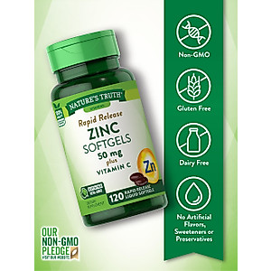 Nature's Truth Zinc with Vitamin C | 50mg | 120 Softgels | Non-GMO & Gluten Free Supplement