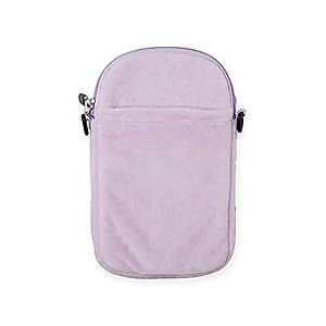 BT21 Baby Series MANG Character Plush Coin Purse Makeup Toiletry Pouch Card Wallet with Lanyard, Light Purple