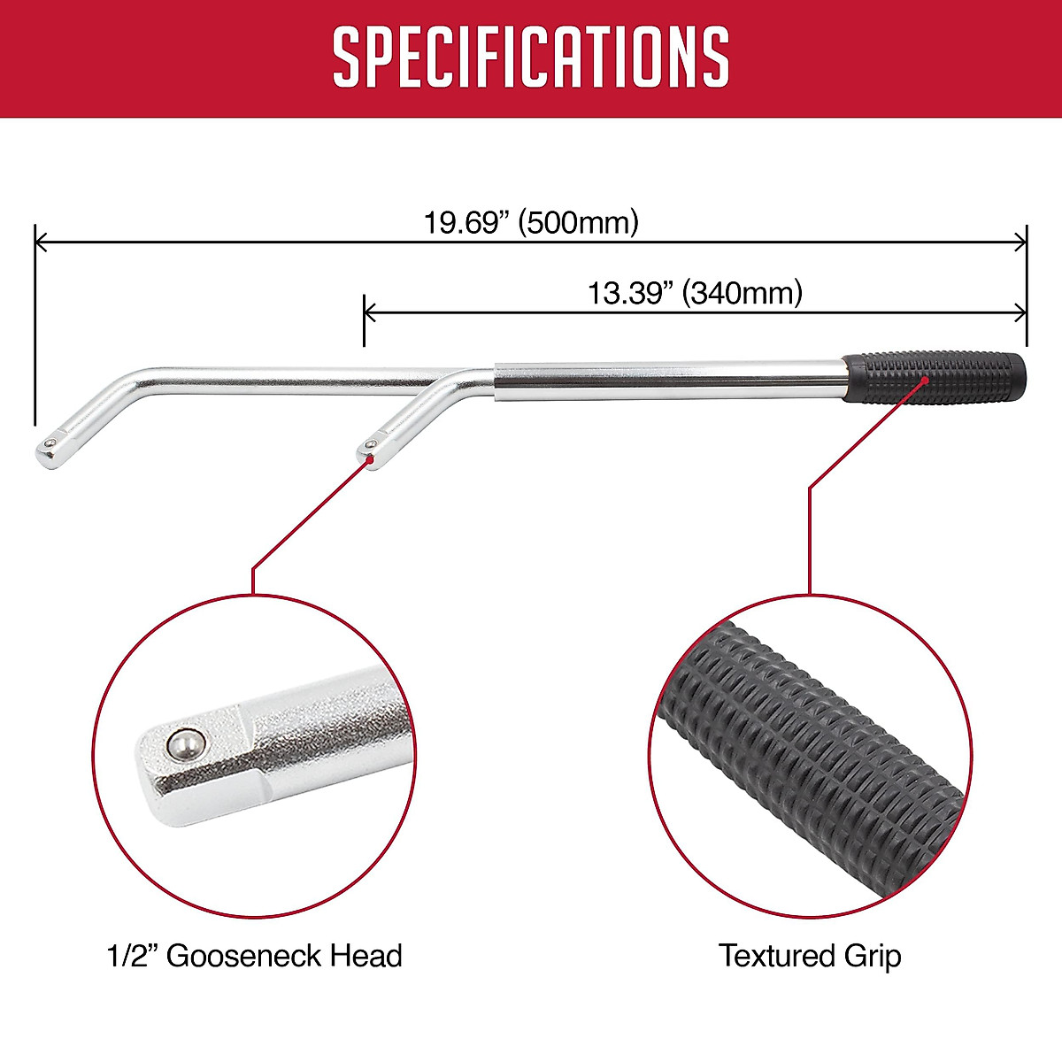 Wheel Accessories Parts Extendable Telescoping Lug Wrench Wheel Wrench with CR-V Chrome Vanadium Sockets Long Thin Wall Socket Sizes 17mm 19mm 3/4" 21mm 3/16” 23mm 7/8” fit virtually all vehicles