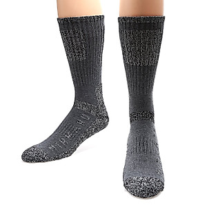 MIRMARU M201-Men's 5 Pairs Multi Performance Outdoor Sports Hiking Trekking Crew Socks (2Black, 2Char, 1Olive)