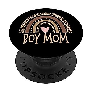Rainbow Leopard Print Boy Love Mom PopSockets Swappable PopGrip