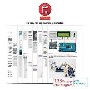 Gewbot Ultimate Starter Kit Compatible with Arduino IDE, Mega2560, ADXL345, LCD1602, Stepper Motor, STEAM Programming Learning Kit with PDF Manual