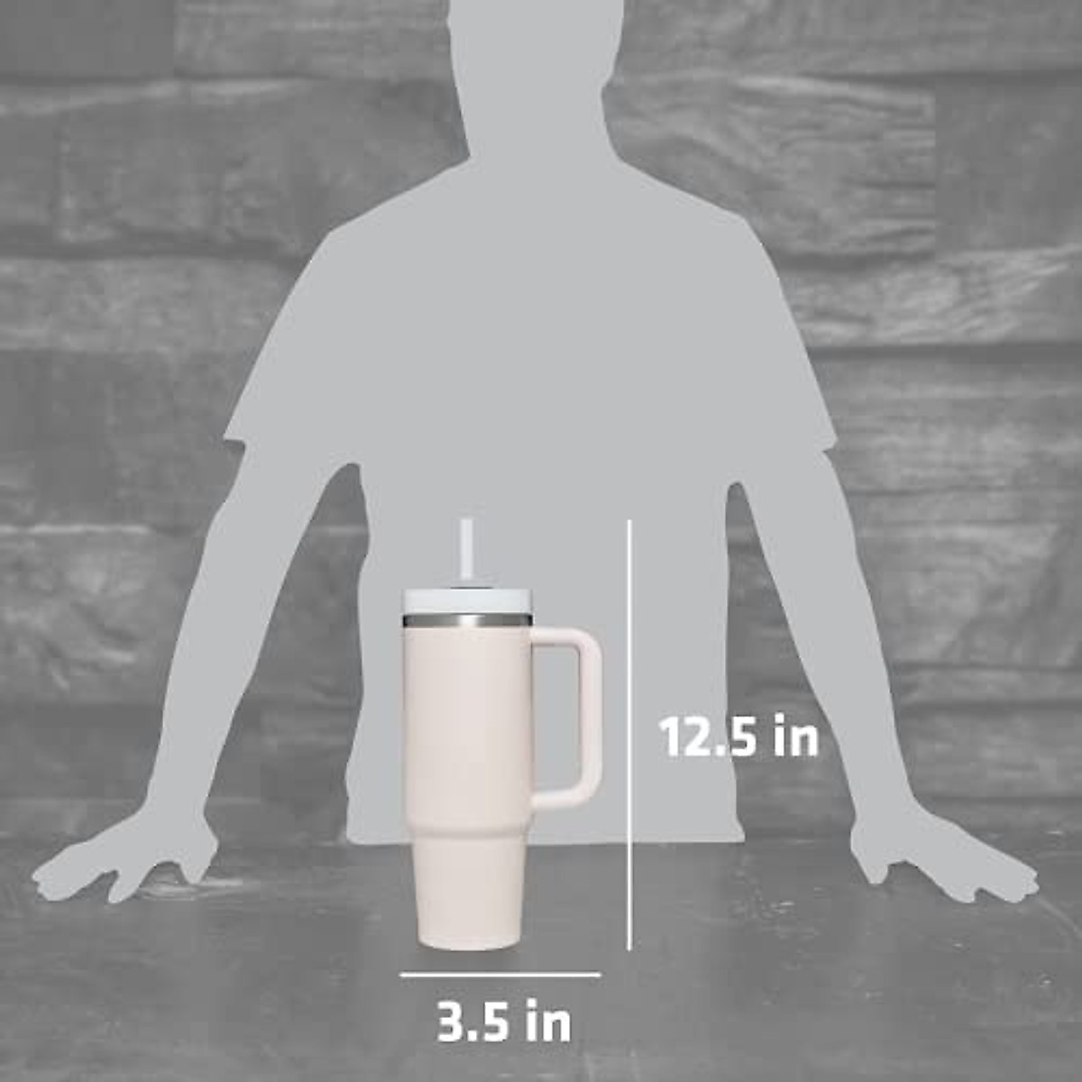 40oz Insulated Tumbler, Reusable Vacuum Quencher Tumbler with Straw, Leak Resistant Lid, Insulated Cup, Maintains Cold, Heat, and Ice for Hours (Rose Quartz)