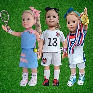22 Pcs 18 Doll Sport Clothes Set -18 inch Dolls American Football, Basketball, Tennis Apparel and Accessories - Girls' Birthday, Festivals 18 "Doll Apparel Gifts