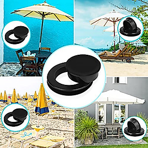 KINBOM 1.6 Inch Patio Table Umbrella Hole Ring and Cap, Standard Size Silicone Umbrella Hole Plug and Cap for Glass Patio Garden Beach Table (Black)