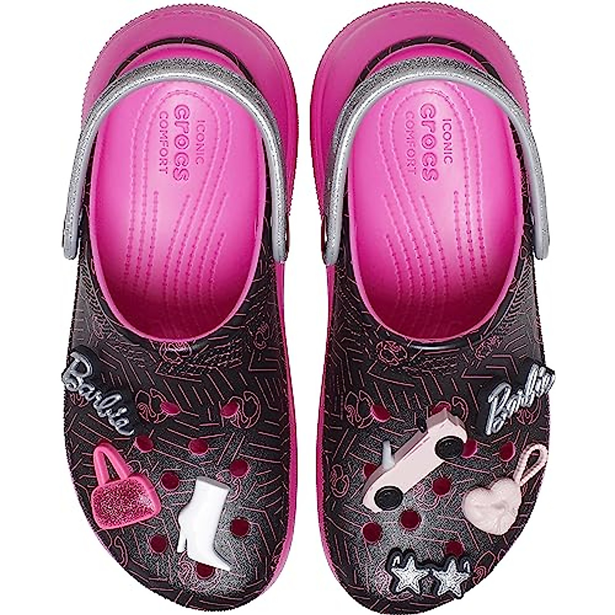 Crocs Unisex Barbie Classic Crush Clogs | Platform Shoes, Black, 5 US Men
