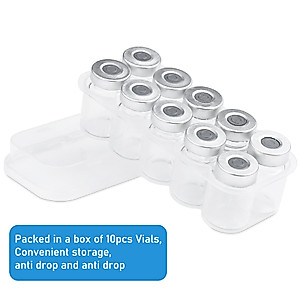 5ml Glass Vials for Injection, with Self Healing Injection Port, Transparent Sealed, Empty Vials for Injection (10, 5ml)