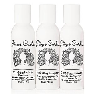 Rizos Curls Trio Travel Curl Kit, Includes Travel Hydrating Shampoo, Travel Deep Conditioner, Travel Curl Cream, Gently Cleanse, Hydrate and Style, For All Curl Patterns 2a - 4c, 3 pack of 2 oz