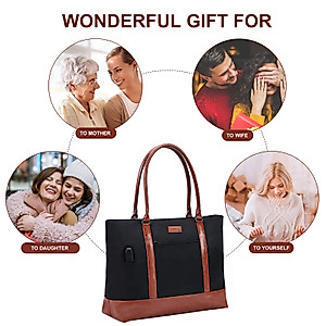 ANKUER Laptop Tote Bag for Women：Work Tote Bag Fits 15.6 Inch Laptop Shoulder Bag with USB Charging Port College Tote Computer Tote Bags for Travel (Grey)