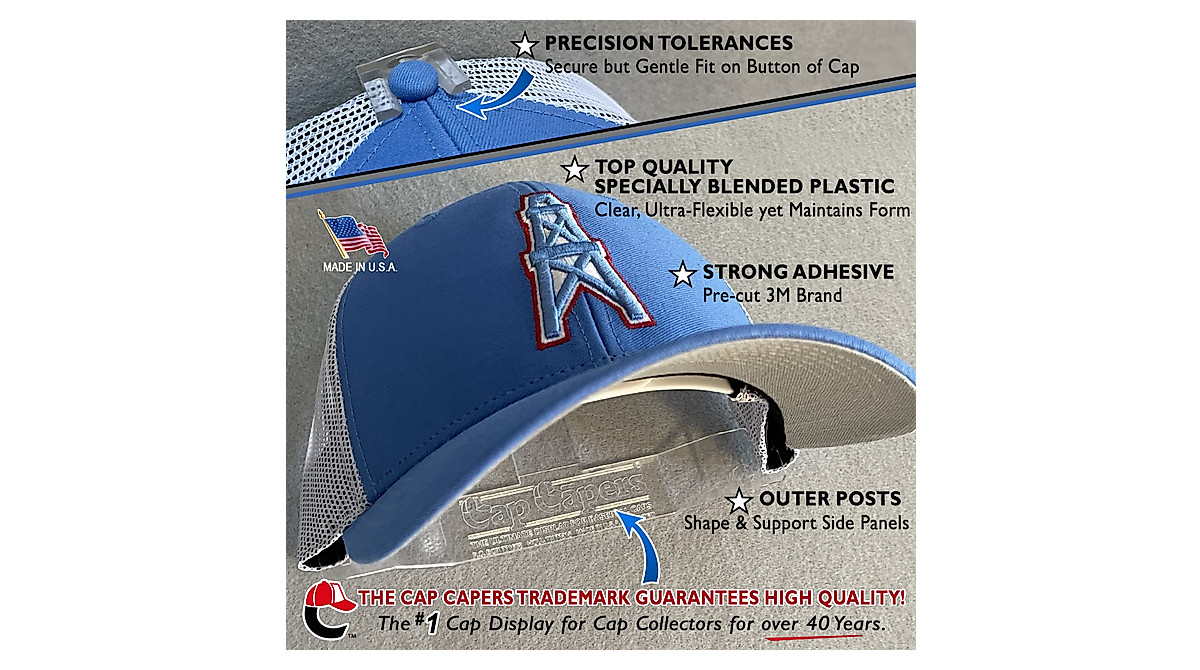 Cap Capers Baseball Cap Wall Display - Organize & Showcase Your Caps