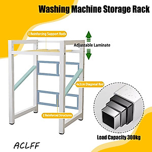 ACLFF Over The Washer Storage Shelf with Adjustable Feet, Over The Dryer Storage Shelf with Countertop, Washing Machine Storage Rack with Shelves, for Bathroom, Laundry Room