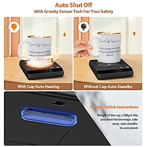 Misby Mug Warmer, Coffee Warmer & Cup Warmer for Desk with 3 Temp Settings, Auto On/Off Gravity-Induction Smart Coffee Mug Warmer Fast Heating Coffee, Beverage, Milk and Tea for Home Office,Black