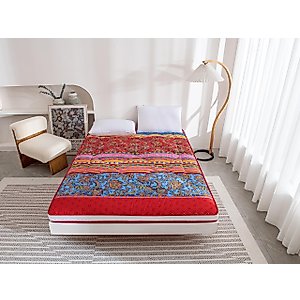 Heimorn Japanese Floor Mattress Futon Mattress, Thicken Sleeping Mattress Foldable & Portable Roll up Camping Mattress, Bohemia Yellow Twin