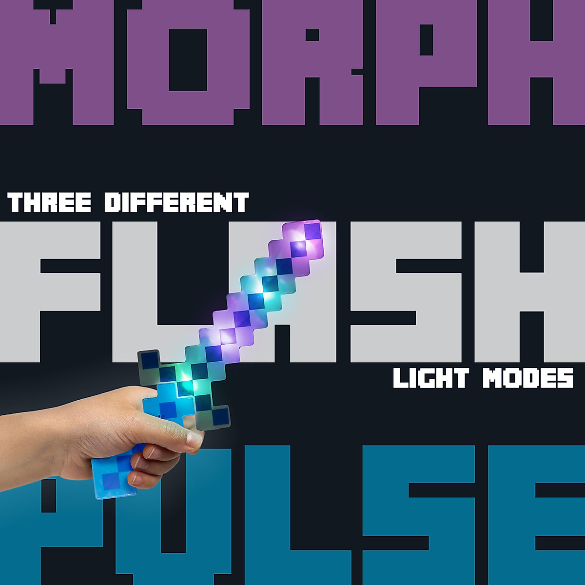 Fun Central LED Light Up Pixel 8-Bit Toy Sword for Kids (Multi, 18")