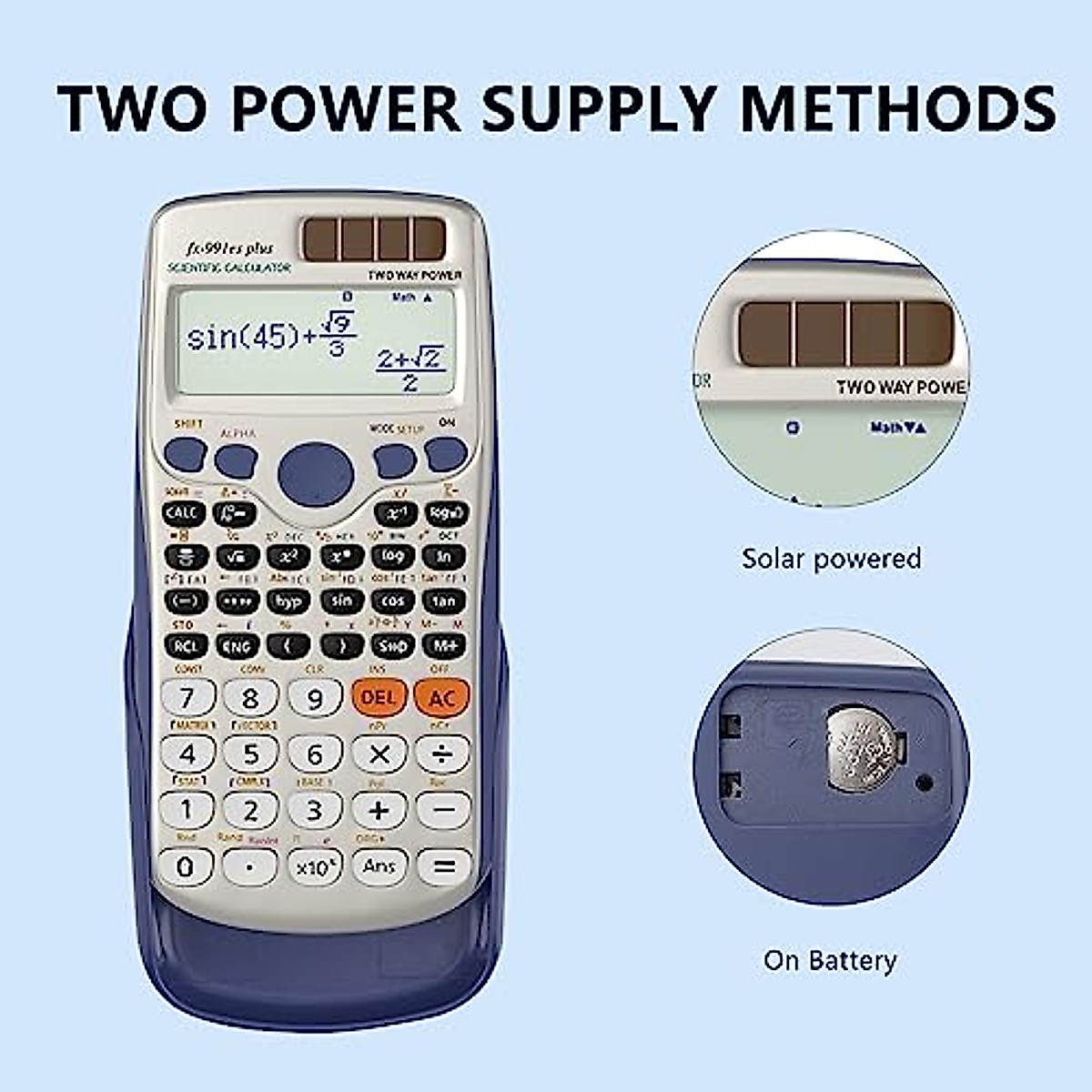 IPEROT Scientific Calculators, Solar Scientific Calculator Large Screen 417 Function, Calculators Very Suitable for High School and College Students Calculus Algebra and Other Math Textbooks (Solar)