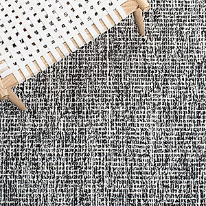 SAFAVIEH Abstract Collection Area Rug - 8' x 10', Black & Ivory, Handmade Wool, Ideal for High Traffic Areas in Living Room, Bedroom (ABT468Z)