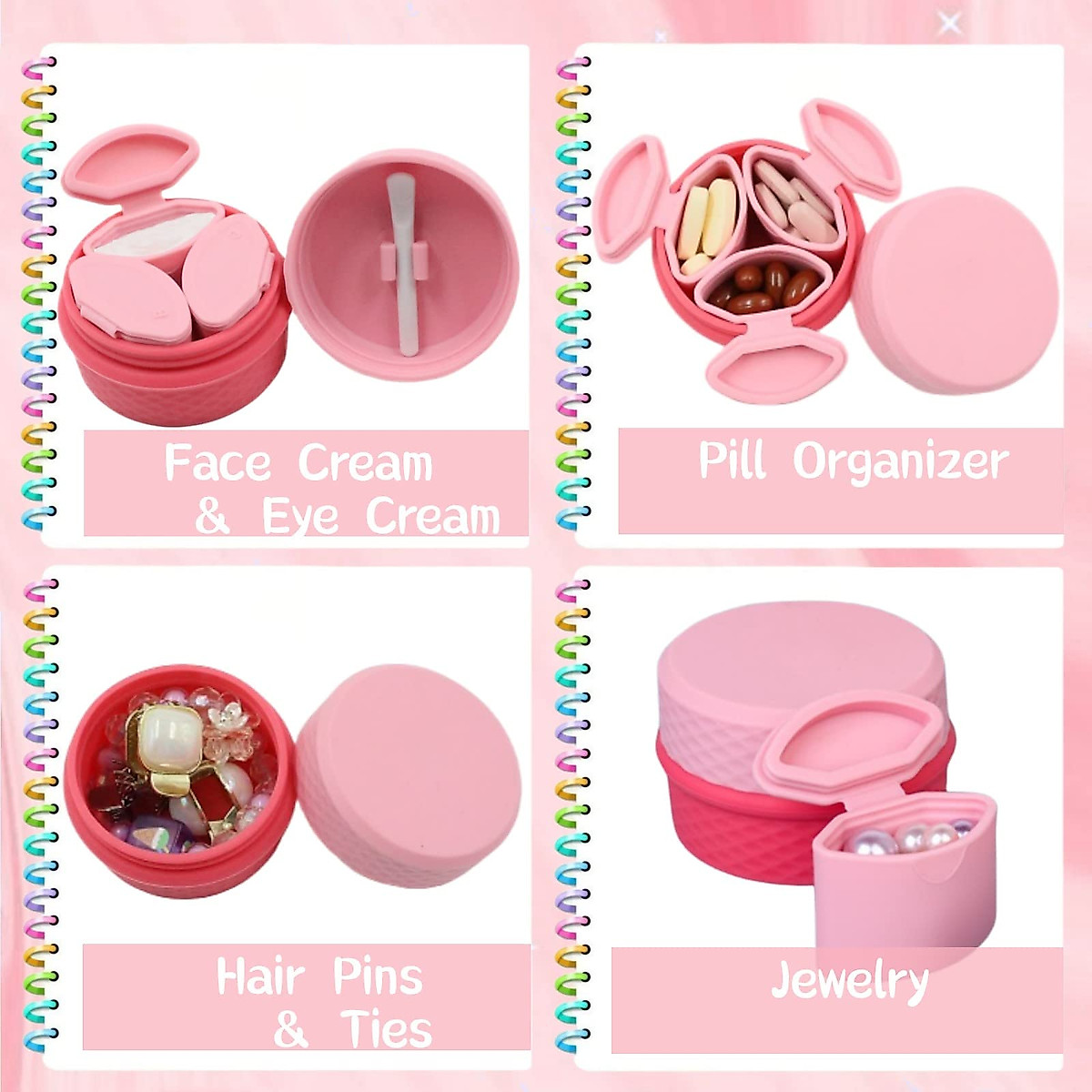 Gpurplebud Portable Travel Bottles Set, 10 Pack Refillable TSA Approved Travel Bottles for Toiletries 2.7oz Leak Proof with Travel Size Containers 2.8oz, with Toiletry Bags (Pink-kits)