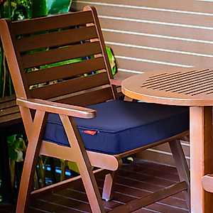 Pcinfuns Outdoor Chair Cushion 24 x 24 x 3 Inch Water Resistant & Fade Resistant Patio Furniture Cushions with Removable Cover and Adjustable Straps Set of 2,Deep Blue