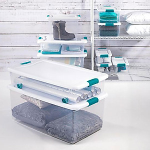 Sterilite 12 Sets of 15-Quart & 6 Sets of 25-Quart Heavy-Duty Stackable Clear Latch Lid Storage Container Tote for Home Organization