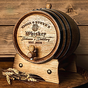 Personalized - Custom Engraved American Premium Oak Aging Barrel - Age your own Whiskey, Beer, Wine, Bourbon, Tequila, Rum, Hot Sauce & More | Barrel Aged (2 Liters)
