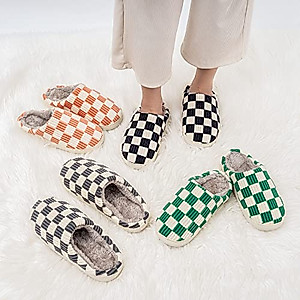 Guyarns House Slippers for Women,Fuzzy Mens Slippers,Casual House Shoes Memory Foam Womens Slippers Outdoor Indoor Warm Plush Bedroom Shoes with Faux Fur Lining(Black 42/43)