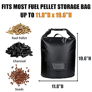 Kintaki 20LBs Fuel Pellet Storage Bag, 2 Packs Wood Pellet Camping Storage Bucket Containers for Grill, Waterproof Smoker Pellet Dispenser, Wood Pellet Storage Bucket, Black