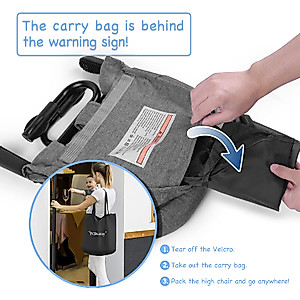 Hook On Chair with Tray, Fold-Flat Storage and Tight Fixing Clip on High Chair, Portable Baby Feeding Seat, High Chair for Home and Travel (Grey)