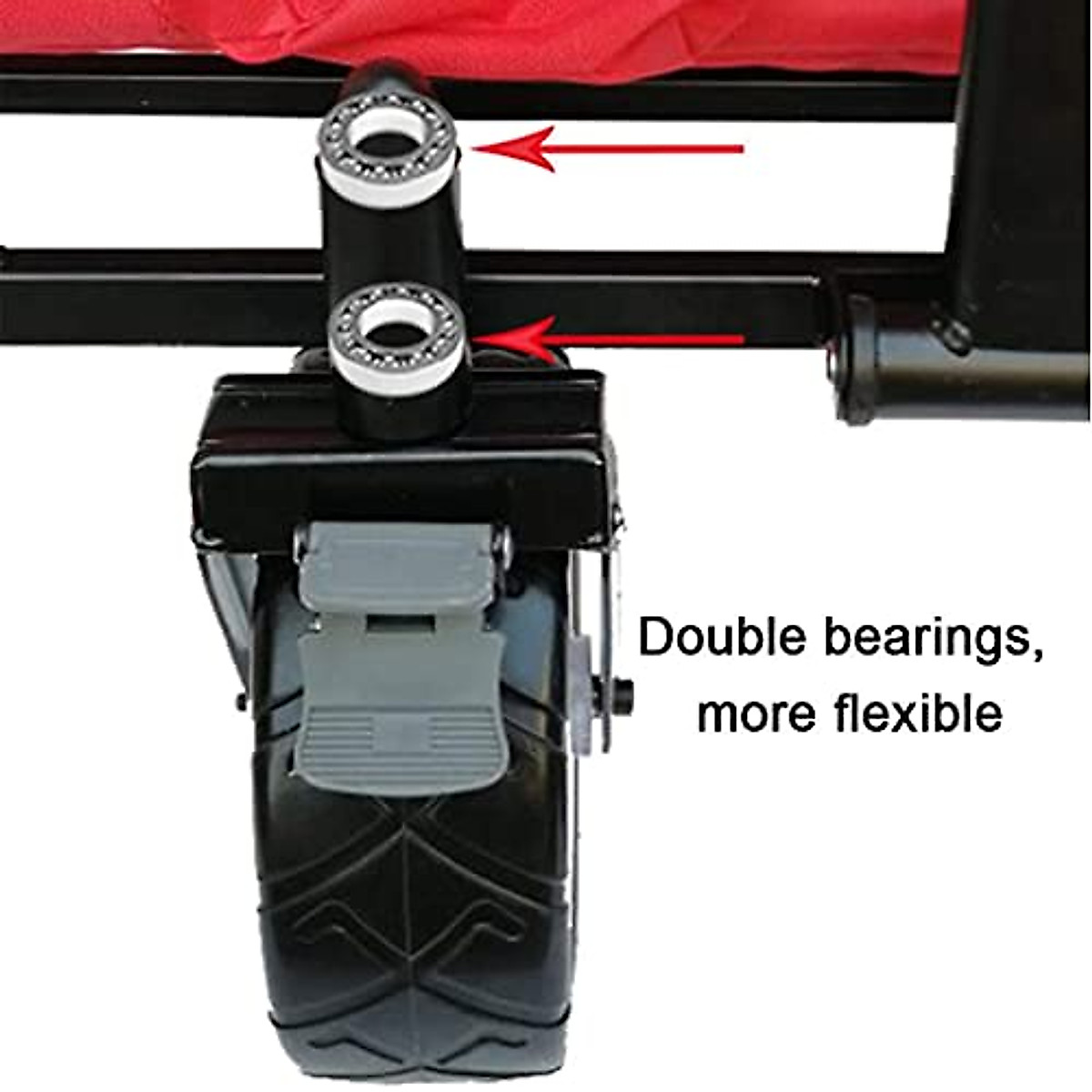 Suuim Collapsible Folding Wagon, Utility Carts Folding Wagon Adjustable Angle Outdoor Camping Wagon, 8-inch Double-Bearing Wheel Garden Cart, Large Capacity