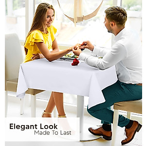 Utopia Kitchen Square Table Cloth 2 Pack [54x54 Inches, White] Tablecloth Machine Washable Fabric Polyester Table Cover for Dining, Buffet Parties, Picnic, Events, Weddings and Restaurants