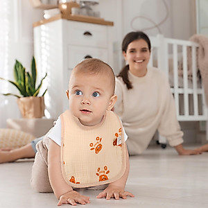 Mom Beebi 6 Pack Muslin Bibs, 100% Cotton Muslin Baby Bibs for Boys & Girls, Unisex Soft & Absorbent Multi-Layer Baby Bibs for Drooling and Teething