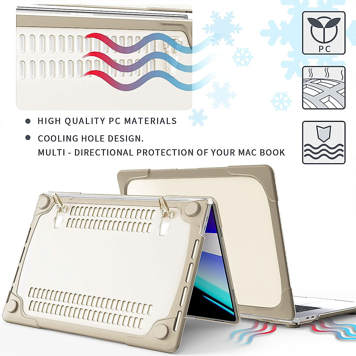 Mektron for MacBook Air 13 inch Case 2022 2021 2020 2019 2018 Release M1 A2337 A1932 A2179 [Heavy Duty Series] Hard Plastic & TPU Shell Protective Cover Matte Kickstand Case (Khaki)