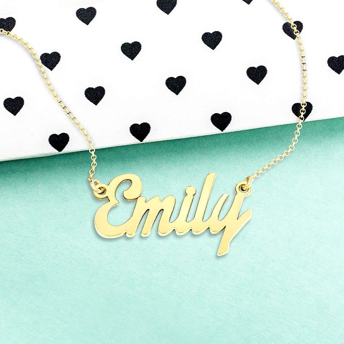 TSD Sterling Silver Personalized Name Necklace with a 16" Chain in Glamorous Font by JEWLR…