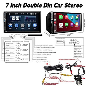 Double Din Car Stereo Apple Carplay 7 inch Car Radio with HD Touch Screen Car Receiver Compatible Android Auto Bluetooth with Backup Camera Mirror Link USB/SD/AUX