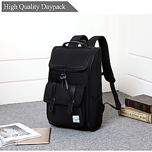VASCHY Backpack for men, Vintage Water Resistant Daypack Rucksack College School Backpack with Padded 15.6 inch Laptop Compartment