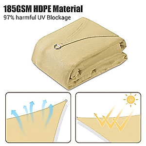 Ahomdoo Sun Shade Sail 8' x 10' Rectangle Breathable Shade Sail Canopy, UV Block Cover Patio Sun Sail, Awnings for Garden/Yard/Pool/Terrace/Balcony